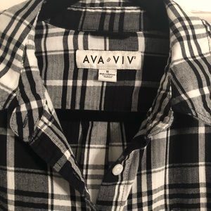 Ava & Viv | Tops | Ava Viv Black White Plaid Thin Cotton Flannel | Poshmark
